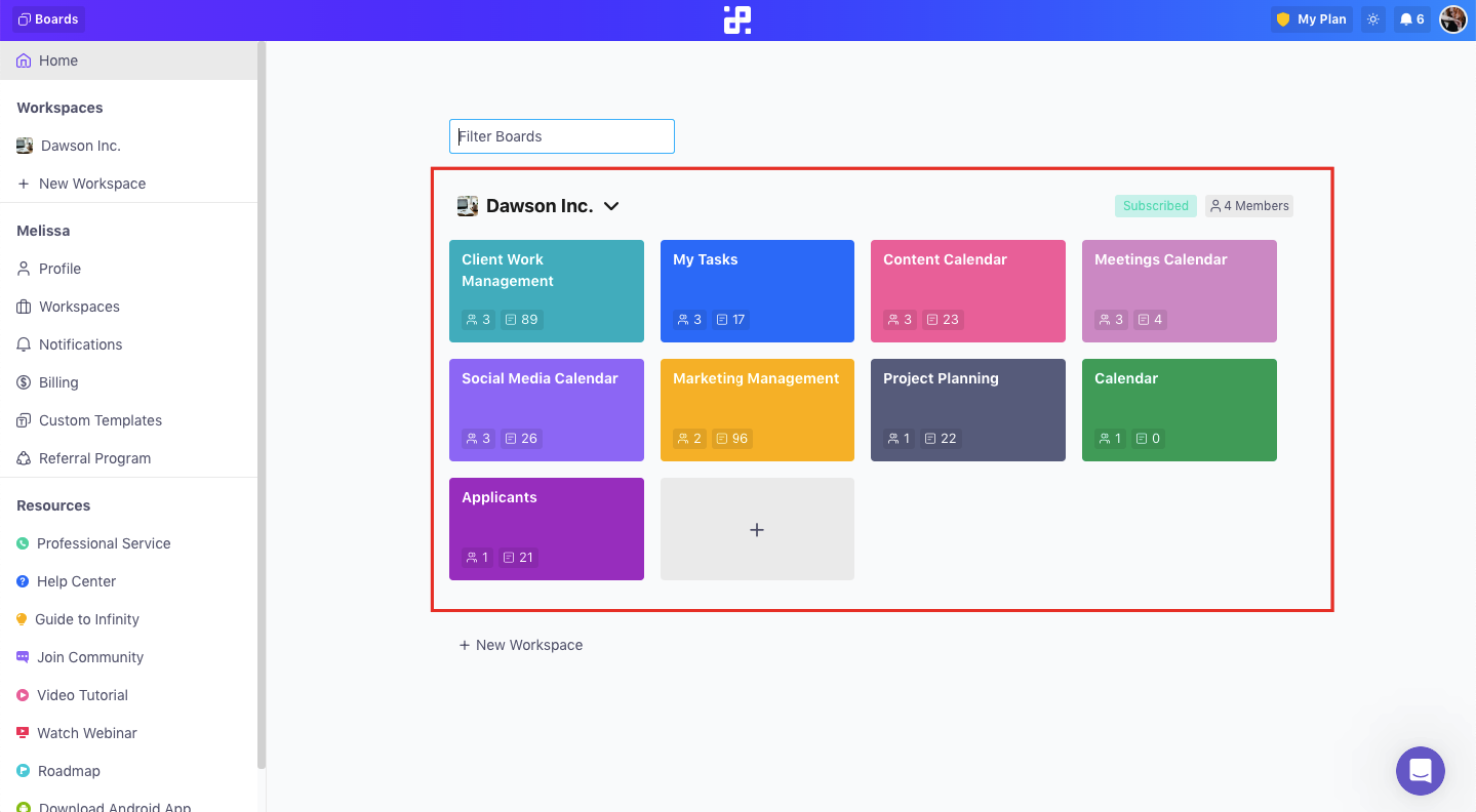Workspaces | Infinity